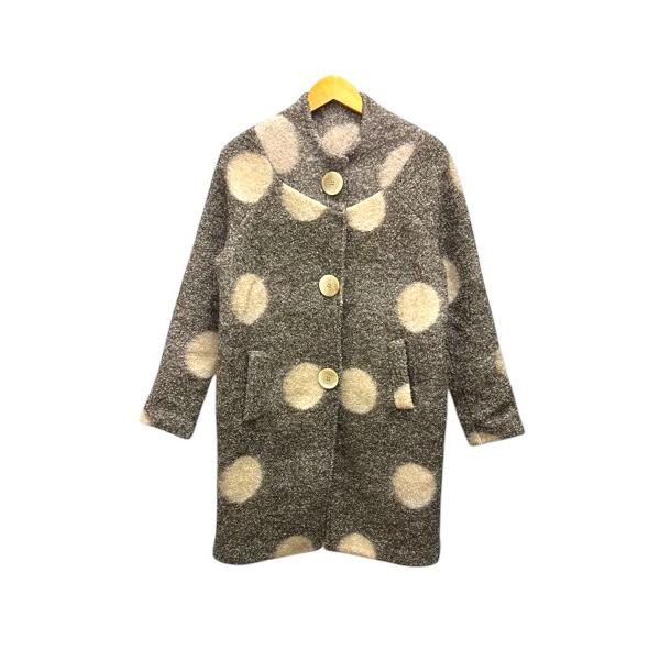 ロレーラスガルビ LORELLA SGARBI コート アウター ウール混 ボア ドット 長袖 M 茶 ブラウン レディース【表記サイズ】M【実寸サイズ】身幅：54cm　着丈：92cm　ゆき丈：75cm　　【素材】ポリエステル75%ウール2...