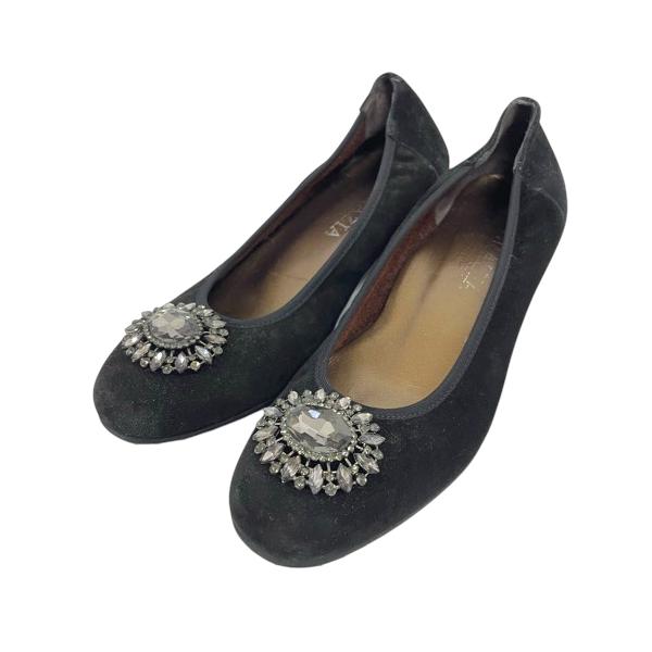 grazia パンプス チャンキーヒール プレーントゥ ビジュー 37 黒 ブラック レディース【表記サイズ】37【実寸サイズ】ヒールの高さ：3cm　最大幅：8.5cm　　【色】ブラック　　※色に関してはこの出品者の主観で判断しておりますの...