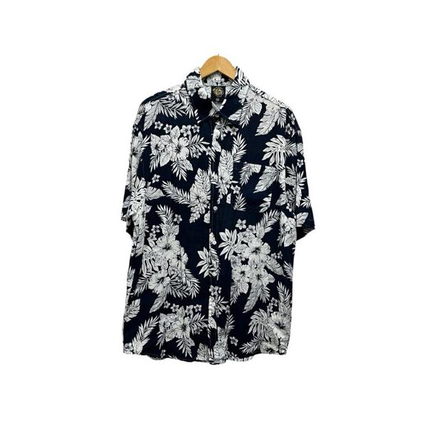 ロサンゼルス・テリトリー LOS ANGELES TERRITORY カジュアルシャツ 半袖 総柄 3XL 紺 ネイビー 白 ホワイト メンズ【表記サイズ】3XL【実寸サイズ】肩幅：53cm　身幅：59cm　着丈：81.5cm　袖丈：27c...