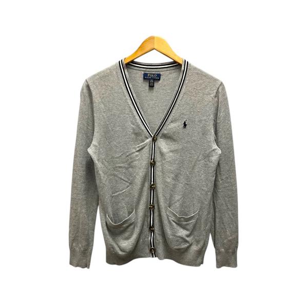 ポロ バイ ラルフローレン Polo by Ralph Lauren カーディガン Vネック コットン ライン ワンポイントロゴ 長袖 L(14-16) グレー キッズ【ブランド】ポロ バイ ラルフローレン Polo by Ralph La...