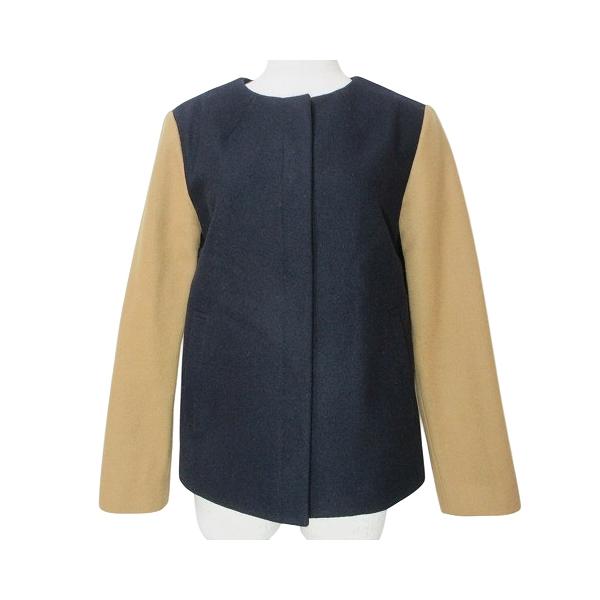 バナーバレット Banner Barrett ノーカラージャケット 12303096 ウール バイカラー 紺 茶 38 M相当 X レディース【ブランド】バナーバレット Banner Barrett【表記サイズ】38(M相当)【実寸サイズ】...