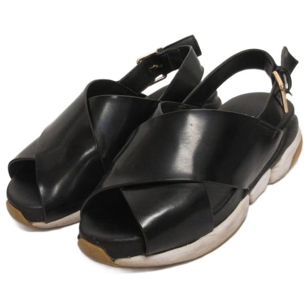 クラネ CLANE × ORPHIC クロスデザインサンダル バックストラップ 黒 ブラック L5 23-23.5cm位 レディース【ブランド】クラネ CLANE【表記サイズ】L5(23-23.5位)【実寸サイズ】ヒールの高さ：5cm　最大...