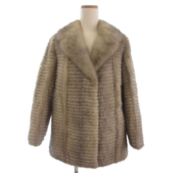 Logan Fur サガミンク ファー コート ジャケット グルーミング 毛皮 ベージュ系 11 L位 ■ECT レディース【表記サイズ】11/L位【実寸サイズ】肩幅：38cm　身幅：42cm　着丈：67cm　袖丈：54cm　　【素材】ミン...