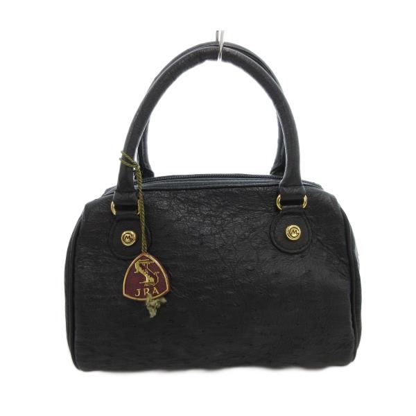 JRA ハンドバッグ レザー 本革 オーストリッチ 黒 ブラック /FF ■ECT レディース【実寸サイズ】持ち手の長さ：25 cm　ヨコ：20 cm　タテ：13 cm　マチ：10 cm　　【素材】オーストリッチレザー【色】黒 ブラック 【...