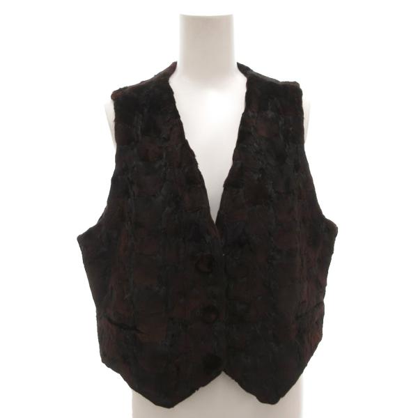 EMBA ベスト ジレ ブロック ミンクファー 毛皮 ER-50 ブラウン /FF ■ECT レディース【表記サイズ】ER-50【実寸サイズ】身幅：47cm　着丈：48cm　　【素材】シェアードミンク【色】茶 ブラウン【状態】その他に目立っ...