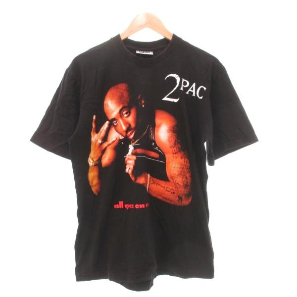 ザ ロック THE ROXX 2PAC プリントTシャツ カットソー L 黒 ブラック /YJ メンズ【表記サイズ】L【実寸サイズ】肩幅：50cm　身幅：53cm　着丈：72cm　袖丈：24cm　　【素材】コットン　【色】黒 ブラック 　【...