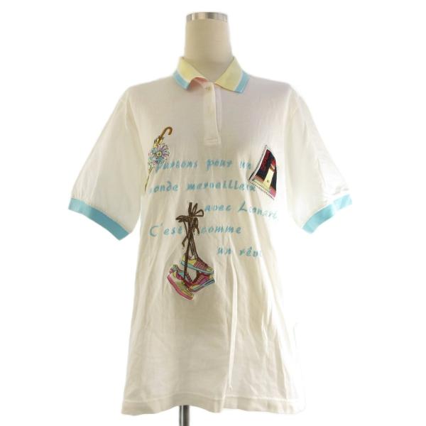 LEONARD SPORT レオナール　スポーツ ポロシャツ レディース 【古着】【中古】 レオナールスポーツ LEONARD SPORT ポロシャツ 半袖 ワッペン 刺繍 白