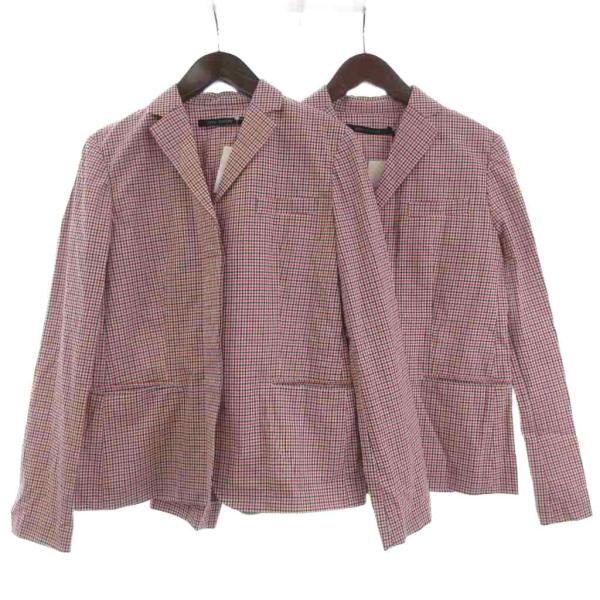未使用品 ソフィードール SOFIE D'HOORE タグ付き テーラードジャケット 2着セット チェック ブルー レッド 36 ■TC レディース【ブランド】ソフィードール SOFIE D'HOORE【表記サイズ】36【実寸サイズ】-　【...