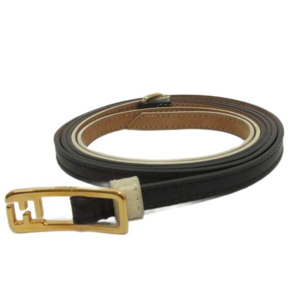 フェンディ FENDI 2連 ナローベルト レザー バイカラー ブラック ホワイト系 レディース【ブランド】フェンディ FENDI【表記サイズ】75/30【実寸サイズ】全長：約170cm　幅：約1cm　バックル：約4.3cm　　【素材】レザ...