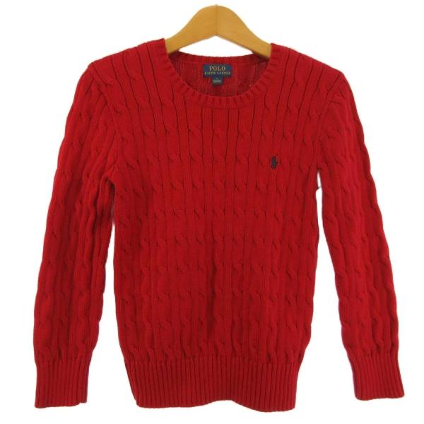 ポロ ラルフローレン POLO RALPH LAUREN ニット セーター クルーネック トップス ロゴ刺繍 コットン 赤 レッド 女の子 男の子 7 130//64 キッズ【ブランド】ポロ ラルフローレン POLO RALPH LAURE...