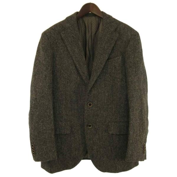 ハリスツイード Harris Tweed リキエスタ RICHIESTA テーラードジャケット 総裏 ダブル センターベント ヘリンボーン ウール 灰色 グレー ■GY99 メンズ【ブランド】ハリスツイード Harris Tweed【表記サ...