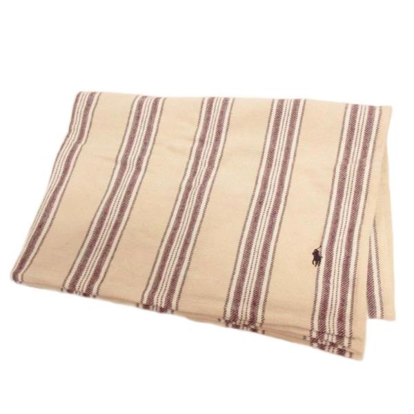 未使用品 ラルフローレン RALPH LAUREN タグ付き ハーフ ブランケット コットン ロゴ刺繍 ストライプ ライトベージュ系 その他【ブランド】ラルフローレン RALPH LAUREN【実寸サイズ】約ｃ100×140cm　【素材】綿...