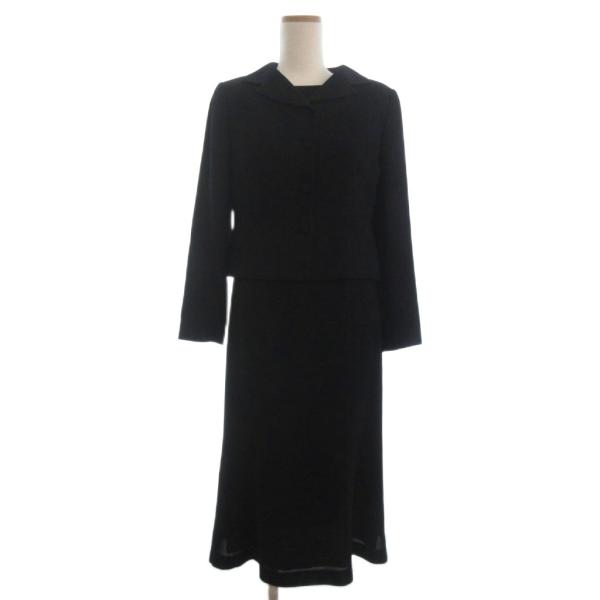 ソワール ペルル SOIR PERLE 東京ソワール ブラックフォーマル ワンピース セットアップ 喪服 黒 9 レディース【表記サイズ】9【実寸サイズ】ジャケット肩幅：38cm　ジャケット身幅：45cm　ジャケット総丈：46cm　ジャケッ...