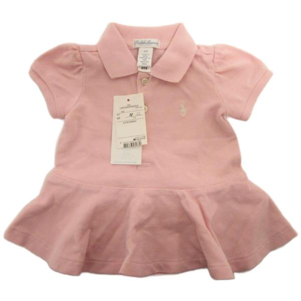 未使用品 ラルフローレン RALPH LAUREN ペプラム ポロシャツ 半袖 ピンク 70cm ■GY99 キッズ【ブランド】ラルフローレン RALPH LAUREN【表記サイズ】70cm【実寸サイズ】肩幅：17cm　身幅：22cm　着丈...