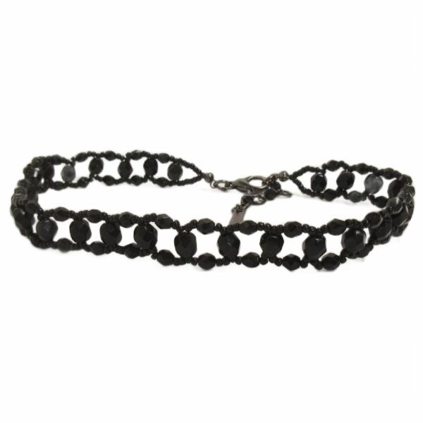 アナスイ ANNA SUI ビーズ チョーカー ネックレス ブラック 黒 アクセサリー ■GY99 レディース【ブランド】アナスイ ANNA SUI【実寸サイズ】全長 約31-34cm　幅 約1.3cm　【素材】-【色】ブラック　【状態】そ...