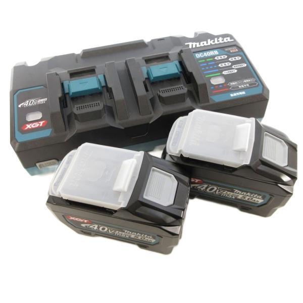 マキタ makita 40Vmax パワーソースキット XGT6  DC40RB 2口急速充電器 純正バッテリー BL4050F 2個セット グリーン ブラック 通電確認済み その他【実寸サイズ】ケース 縦 30cm×横 39cm×高さ 2...