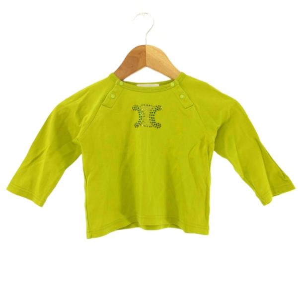 セリーヌ CELINE カットソー Tシャツ トップス ラグランスリーブ ラインストーン ロゴ ライムイエロー ベビー服 90 キッズ【ブランド】セリーヌ CELINE【表記サイズ】90【実寸サイズ】身幅：31cm　着丈：26cm　ゆき丈：...