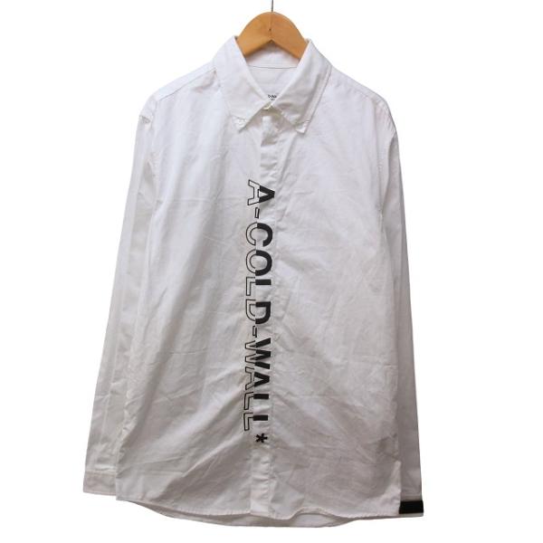 未使用品 アコールドウォール A-COLD-WALL タグ付 フロントロゴ ドレスシャツ ボタンダウン 比翼 ラバーロゴ装飾 46 約S-M IBO55【ブランド】アコールドウォール A-COLD-WALL【表記サイズ】46【実寸サイズ】肩...