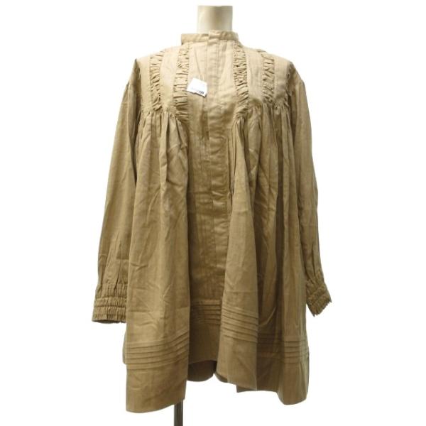 未使用品 ライト WRYHT タグ付き 21SS PLEATED NIGHT TOPS シャツ ブラウス ギャザー 長袖 211WT-SH03 ベージュ 1 約S ■BL4【表記サイズ】1 約S【実寸サイズ】肩幅：約49cm　身幅：約57c...