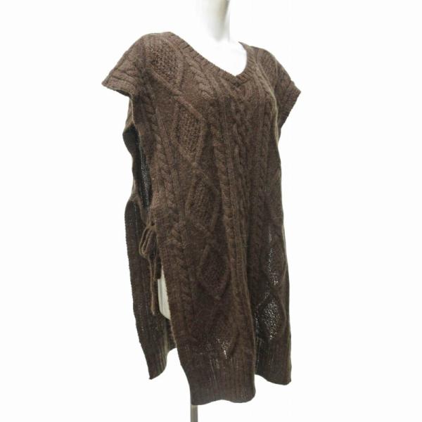 未使用品 ライト WRYHT 21AW タグ付 ケーブル ニットベスト セーター オールドジョー取扱い 212WT-KN04 茶 ブラウン 2 約M 【表記サイズ】2【実寸サイズ】身幅：55cm　着丈：74cm　　【素材】アルパカ　※公式サ...