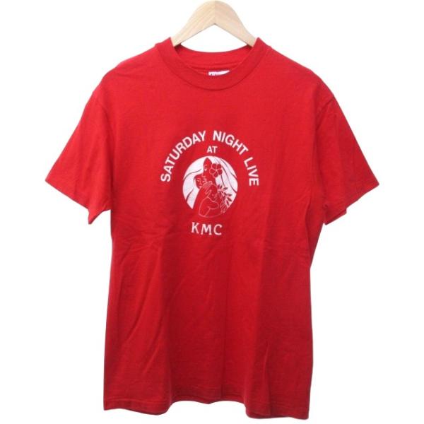 ヘインズ Hanes 80s ヴィンテージ SATURDAY NIGHT LIVE at KMC Tシャツ カットソー 半袖 プリント シングルステッチ 赤 レッド L【ブランド】ヘインズ Hanes【表記サイズ】L【実寸サイズ】肩幅：約4...