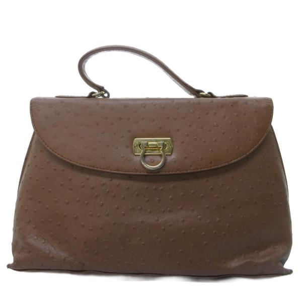 Speranza オーストリッチレザー ハンドバッグ ゴールド金具 茶 ブラウン IBO81【表記サイズ】表記なし【実寸サイズ】持ち手の長さ：約22.5cm　ヨコ：約33cm　タテ：約20cm　マチ：約8cm　ショルダーの長さ：--cm　　...