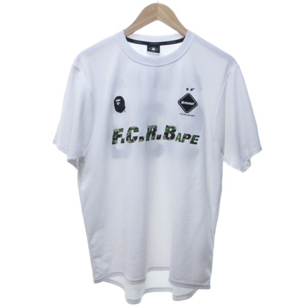 エフシーレアルブリストル F.C.Real Bristol FCRB ×BAPE ベイプ 19SS 別注 938 TEAM TEE Tシャツ カットソー プリント 白 カーキ L【ブランド】エフシーレアルブリストル F.C.Real Bri...