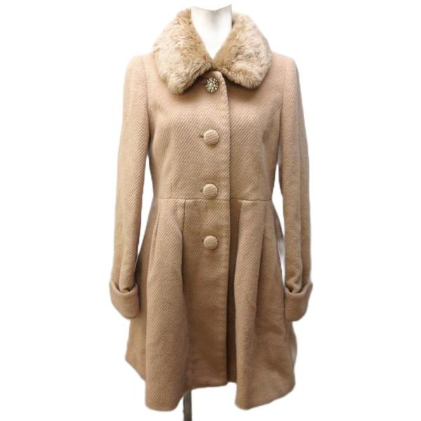 コサデベール Cosa de Ver コート ジャケット 襟フェイクファー ビジューボタン ウール混 ロング 9AR 約M ベージュ 1107 レディース【表記サイズ】9AR （日本サイズ約M)【実寸サイズ】肩幅：36cm　身幅：43cm　...