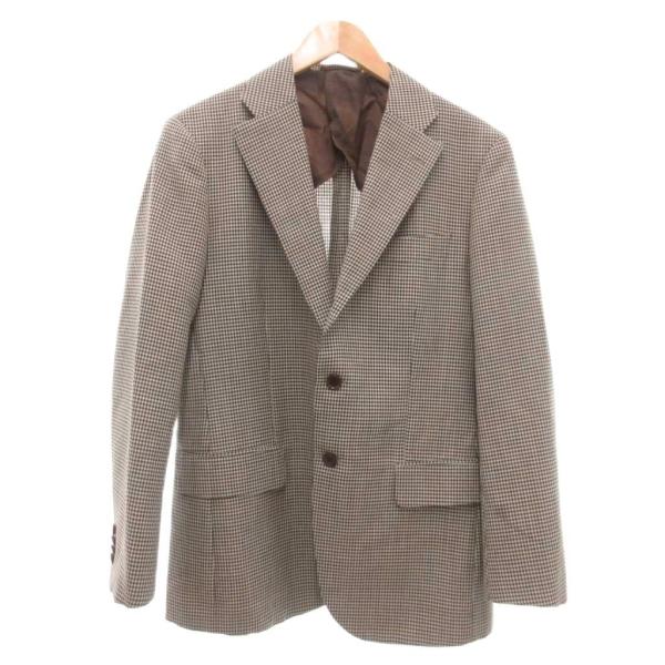 ディセント DECENT55 SAVILE CLIFFORD生地 テーラードジャケット シングル ブレザー モヘヤ混 46 ブラウン 白 ホワイト /YJ メンズ【表記サイズ】46【実寸サイズ】肩幅：44cm　身幅：55cm　着丈：60cm...