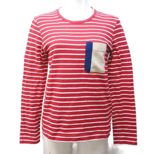 コムデギャルソン エディテッド COMME des GARCONS EDITED AD2009 ボーダー カットソー Tシャツ ポケット 切替 長袖 L 赤白 IBO85【ブランド】コムデギャルソン エディテッド COMME des GAR...