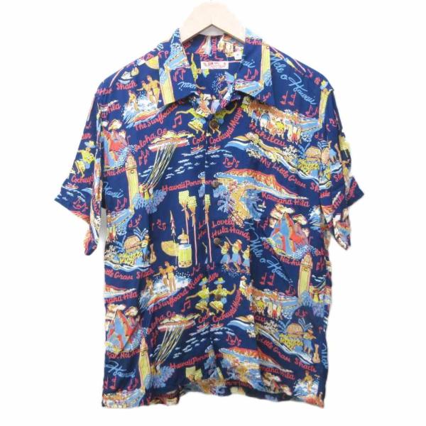 サンサーフ 東洋 SUN SURF 美品 THE SONG OF HAWAII ソングオブハワイ アロハシャツ 総柄 SS39226 M ネイビー系 マルチカラー STK 1221 メンズ【ブランド】サンサーフ 東洋 SUN SURF【表記...
