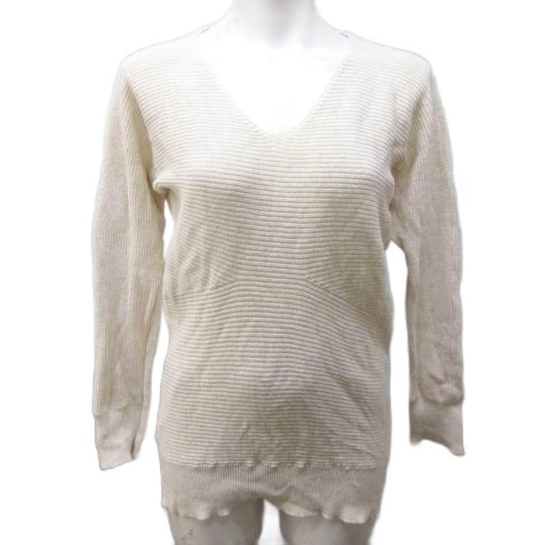 自由区 オンワード樫山 チュニックニット セーター リブ コットン 長袖 38 約M ベージュ 系 ■YHS11 0108 レディース【ブランド】自由区 オンワード樫山【表記サイズ】38（日本サイズ約M)【実寸サイズ】身幅：49cm　着丈：...