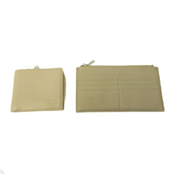 未使用品 COCOCELUX GOLD ココセリュックス ゴールド 財布 カード入れ 2個セット ベージュ IBO87 レディース【表記サイズ】--【実寸サイズ】カード入れ　20cm×11cm　財布　11cm×10cm　【素材】--【色】ベ...
