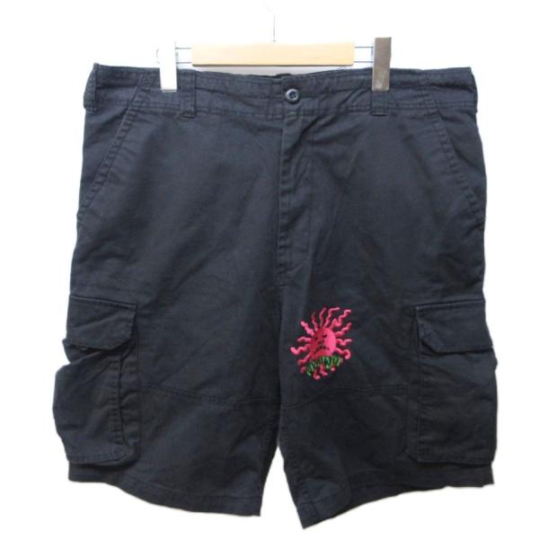 マジカルモッシュミスフィッツ MAGICAL MOSH MISFITS カーゴショーツ ハーフパンツ ミリタリーモデル 黒 ブラック Lサイズ【表記サイズ】L【実寸サイズ】ウエスト：86cm　もも幅：33cm　裾幅：30cm　股上：35cm...