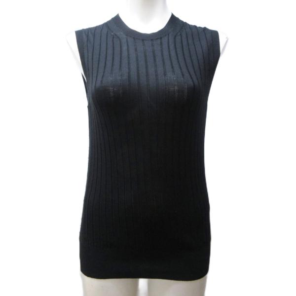 スローン SLOANE リブニット カットソー シルク100％ ノースリーブ 2 約M 黒 ブラック IBO89 0225 レディース【ブランド】スローン SLOANE【表記サイズ】2（日本サイズ約M)【実寸サイズ】身幅：39-45cm　着...