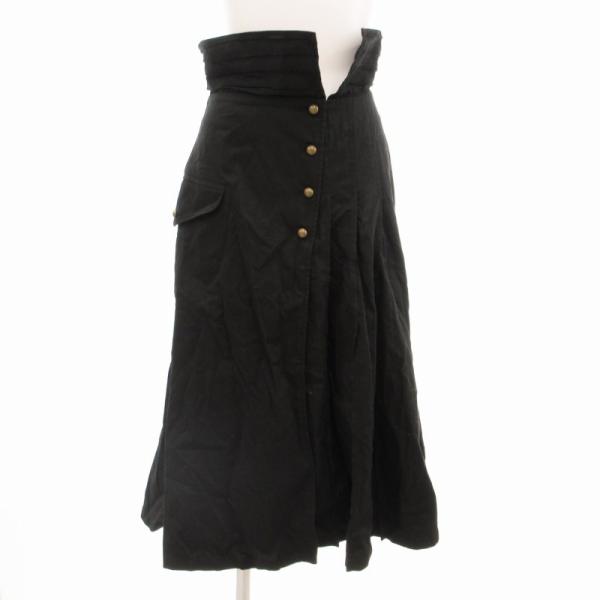 ホコモモラ JOCOMOMOLA ハイウエストスカート フレア ミモレ ロング 金ボタン 40 L 黒 ブラック /TZ 1026 ■GY09 レディース【ブランド】ホコモモラ JOCOMOMOLA【表記サイズ】40（L相当）【実寸サイズ】...