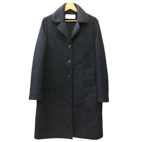 ハリスワーフロンドン harris wharf london メルトン コート ロング丈 40 黒 ブラック 0226 ■GY09 レディース【表記サイズ】40【実寸サイズ】肩幅：約43cm　身幅：約52cm　袖丈：約65cm　着丈：約97...