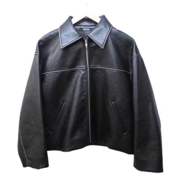 セヴァン SEVAN FADE LEATHER JACKET フェイクレザージャケット ブルゾン 黒 ブラック Sサイズ SV2550136-0【表記サイズ】S【実寸サイズ】肩幅：54cm　身幅：59cm　袖丈：52cm　着丈：59cm　　...