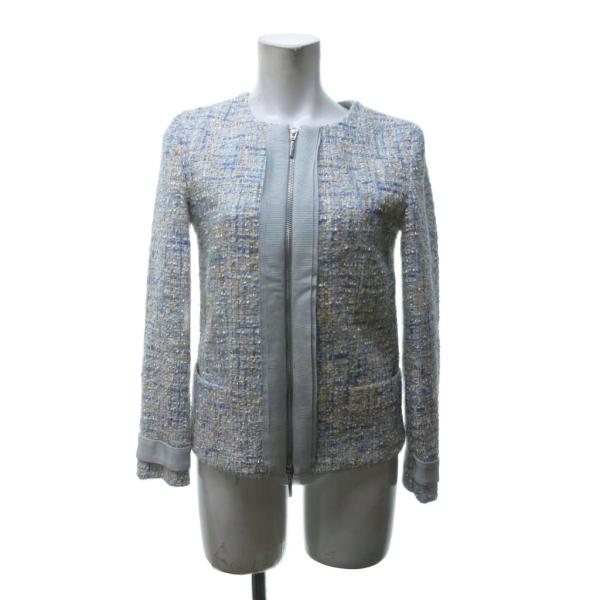 エンポリオアルマーニ EMPORIO ARMANI ツイードジャケット ノーカラー フルジップ マルチカラー 36 約M【ブランド】エンポリオアルマーニ EMPORIO ARMANI【表記サイズ】36【実寸サイズ】肩幅：37cm　身幅：43...