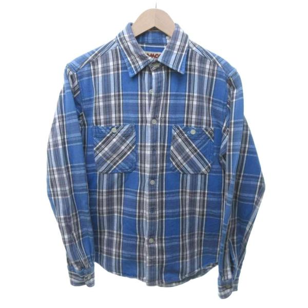 カムコ CAMCO 90s フランネルシャツ ネルシャツ チェック コットン 青 ブルー Sサイズ【表記サイズ】S【実寸サイズ】肩幅：44cm　身幅：53cm　着丈：68cm　袖丈：60cm　　【素材】コットン【色】青 ブルー【仕様】胸ポケ...