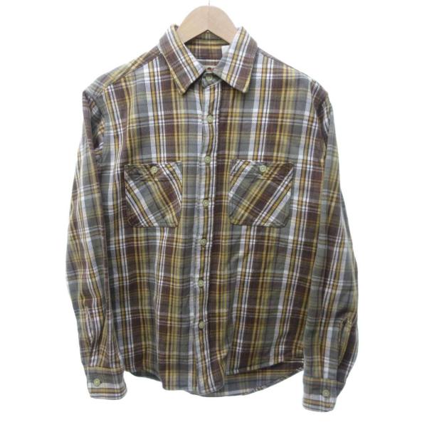カムコ CAMCO 90s フランネルシャツ ネルシャツ チェック ベージュ イエロー系 コットン Sサイズ【表記サイズ】S【実寸サイズ】肩幅：46cm　身幅：50cm　着丈：67cm　袖丈：59cm　　【素材】コットン【色】ベージュ 　イ...