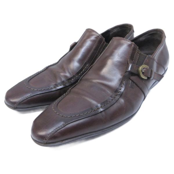 チェーザレ パチョッティ CESARE PACIOTTI ローファー レザー スリッポン ストラップ 5 1/2 約24.5cm 茶 ブラウン 0328 メンズ【表記サイズ】5 1/2（日本サイズ約24.5cm)【実寸サイズ】最大幅：9cm...