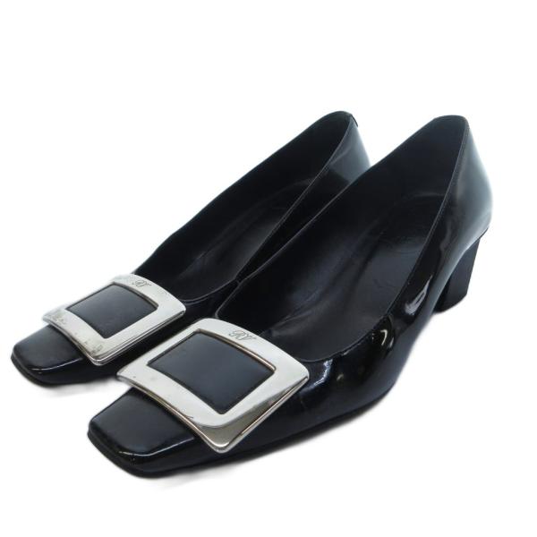 ロジェヴィヴィエ ROGER VIVIER ベル ヴィヴィエ スクエアバックル パンプス  エナメルレザー スクエアトゥ 34 ブラック /HW IBO95 レディース【ブランド】ロジェヴィヴィエ ROGER VIVIER【表記サイズ】34...