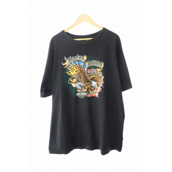 ヴィンテージ 90s HARLEY DAVIDSON ハーレー ダビッドソン EAGLE FLAG MYRTLE BEACH プリント イーグル フラッグ マートル ビーチ 半袖 Tシャツ XL 黒 260226【ブランド】ヴィンテージ V...