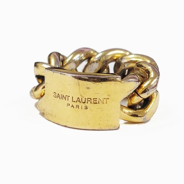サンローラン パリ SAINT LAURENT PARIS BAGUE CHAINE GOURMET ロゴ プレート チャンキー チェーン リング 指輪 6 金 ゴールド ブランド古着ベクトル●▲250930【ブランド】サンローラン パリ ...