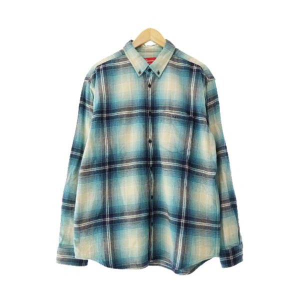 シュプリーム SUPREME 23SS Shadow Plaid Flannel Shirt シャドウ プラッド チェック柄 フランネル ボタンダウン 長袖 シャツ M 青ブルー☆AA★251205 メンズ【ブランド】シュプリーム SUPR...