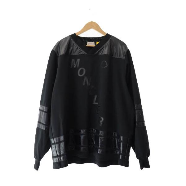 モンクレール ジーニアス MONCLER GENIUS ×Fragment design フラグメント デザイン 22AW LS HOCKEY T-SHIRT ロゴ ナイロン切替ホッケー 長袖Tシャツ S黒 260122【ブランド】モンクレ...