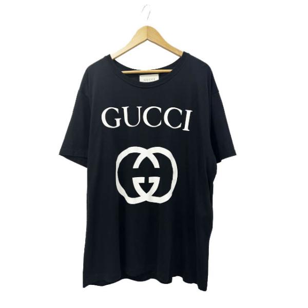 グッチ GUCCI Oversize T-shirt With Interlocking G インターロッキング ロゴ  プリント オーバーサイズ 半袖Tシャツ 493117-X3Q35 XL 黒ブラック 260501【ブランド】グッチ G...