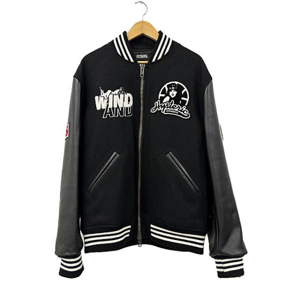 ヒステリックグラマー HYSTERIC GLAMOUR ×WIND AND SEA ウィンダンシー 20AW Stadium Jumper ロゴ スタジアム ジャンパー スタジャン WDS-HYS-2-01 XL黒 260728【ブランド】...