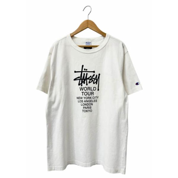ステューシー STUSSY ×Champion チャンピオン 16SS WORLD TOUR TEE ワールド ツアー ロゴ プリント 半袖Tシャツ C8-H342 XL 白ホワイト 260424 メンズ【ブランド】ステューシー STUSS...